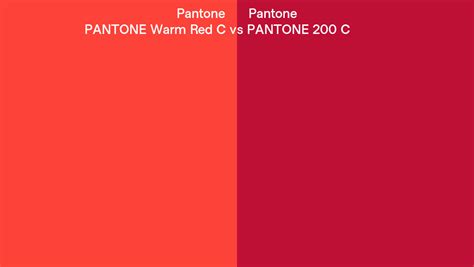 Pantone Warm Red C Vs Pantone 200 C Side By Side Comparison