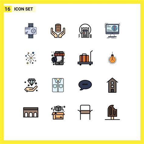 Modern Set Of 16 Flat Color Filled Lines Pictograph Of Development Information Secure Web