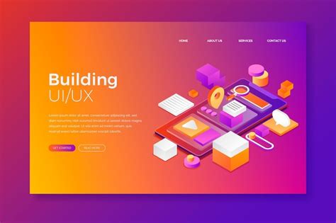그라데이션 Uiux 방문 페이지 템플릿 무료 벡터