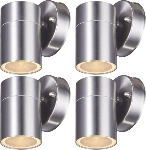 Novatool 4x Außenleuchten Edelstahl Ip44 I 1x Gu10 I 10x9x12 Cm I