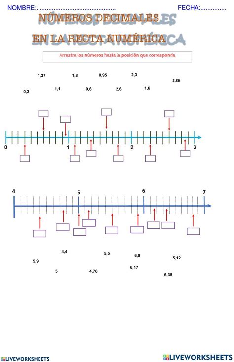 Ubicamos Los Números Decimales En La Recta Numérica Worksheet Numeros