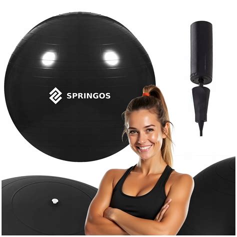 Piłka Do ćwiczeń Springos Czarna Pvc 85 Cm Z Pompką Maks 150 Kg 5907719489919 16821519934