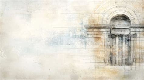 Elegant Architectural Sketch Featuring A Classical Arch And Pillars Perfect For Backgrounds Or