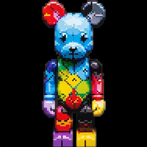 Pixel Art Kaws Bearbrick Figure With X Eyes Blocky Bear Shape Vibrant Colors Emoji Ai Emoji