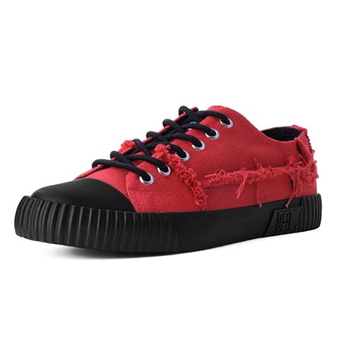 Rubber Toe Sneaker Low Cut Red Raw Canvas Creeper Sneaker Tuk