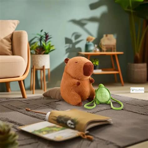 Jucarie De Plus Capybara Cu Rucsac Detasabil Tip Broasca Testoasa 30