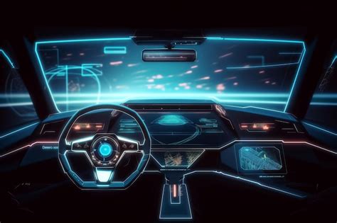 Premium Photo The Futuristic Autonomous Cars Cockpit With A