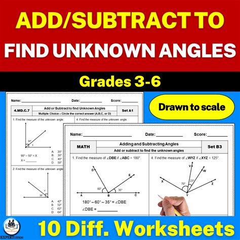 Additive Angles Worksheets Finding Unknownmissing Angles Expertuition