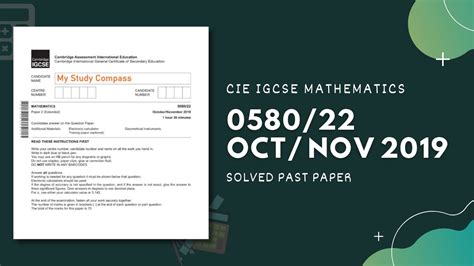 0580 22 O N 19 Easy Step By Step Solutions Cie Igcse Maths Paper 2 Extended Oct Nov 2019