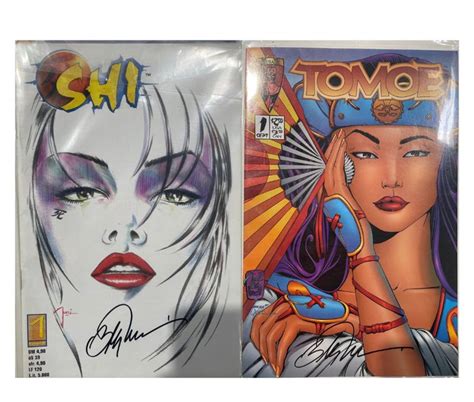 2 Signed Shi Comics Signed By Tomoe And Full Page Sketch 2 Comic