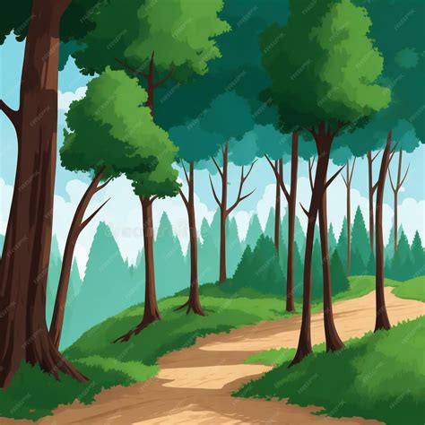 Premium Photo Game Concept Art Of An Oak Forest Location With A Path Into A Pine Forest
