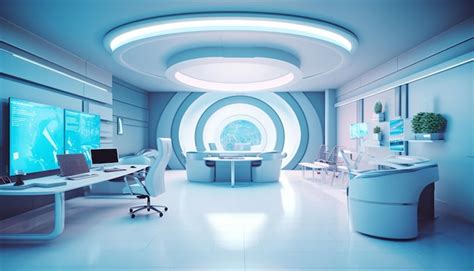 Premium Ai Image Futuristic Office Design Modern Creative Interior