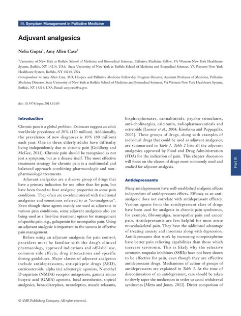 Pdf Adjuvant Analgesics