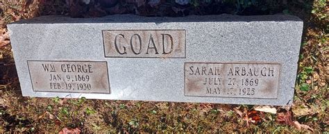 Sarah Alice Arbaugh Goad 1869 1925 Find A Grave Memorial