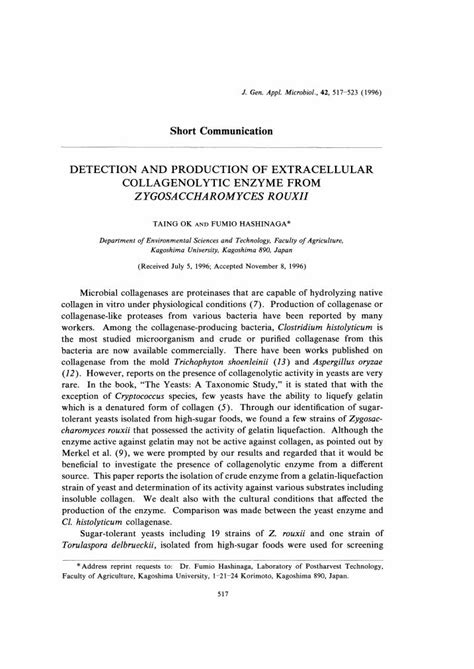 Detection And Production Of Extracellular Collagenolytic Enzyme From