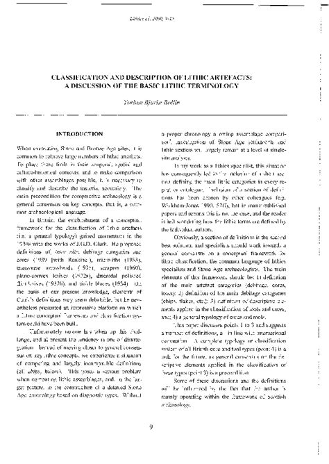 Pdf 2000 Classification And Description Of Lithic Artefacts A