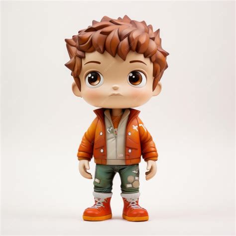 Premium Photo Lucas A Hyperrealistic Pop Vinyl Toy In An Orange Jacket