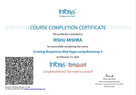 Rishu Mishra On Linkedin Certificationachievement Webdevelopment Infosysspringboard Css3