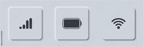 Status Bar Icon Button In Neumorphism Style Phone Signal Wi Fi
