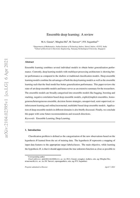 Ensemble Deep Learning A Review Deepai