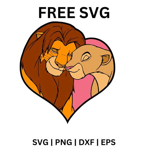Simba And Nala In Heart Svg Free Romantic Lion King Design For Cricu