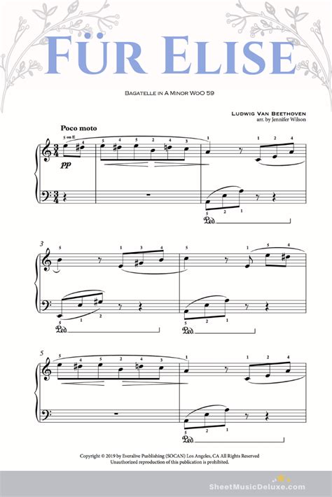 Fur Elise Printable Sheet Music
