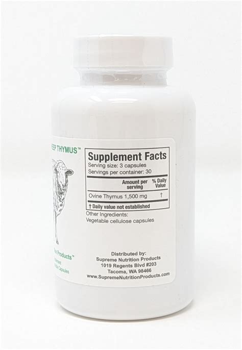Grass Fed Sheep Thymus By Supreme Nutrition 90 Cap Immune Support