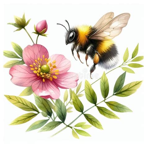 Bumble Bee Flower Illustration Stock Illustration Illustration Of