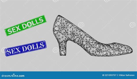Grunge Sex Dolls Stamp Seals And Net Lady Shoe Web Mesh Stock Vector Illustration Of Sexual