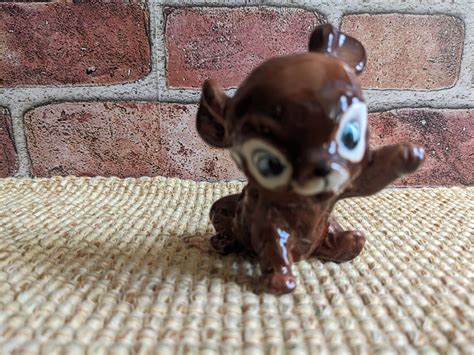 Vintage Kreiss Company Playful Blue Eyed Brown Bear Cub Ceramic