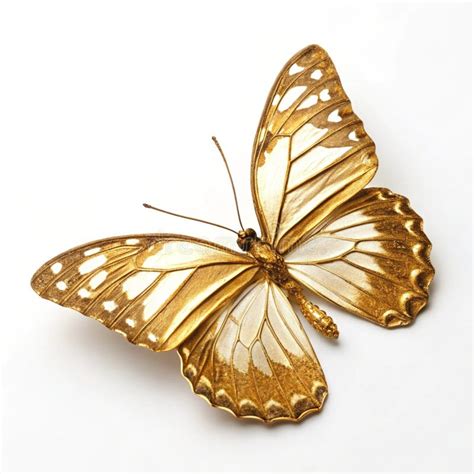 Gold Butterfly Isolated On White Background Stock Illustration