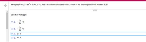 solved if the graph of f x ax2 bx c a 0 has a maximum