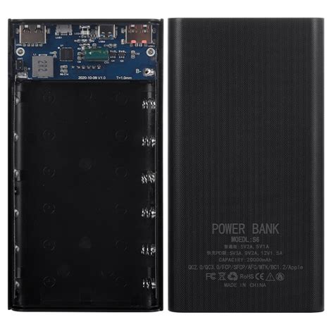 Корпус для повербанка зі швидкою зарядкою 18650 на 6 акумуляторів S6 з дисплеєм Qc модуль під