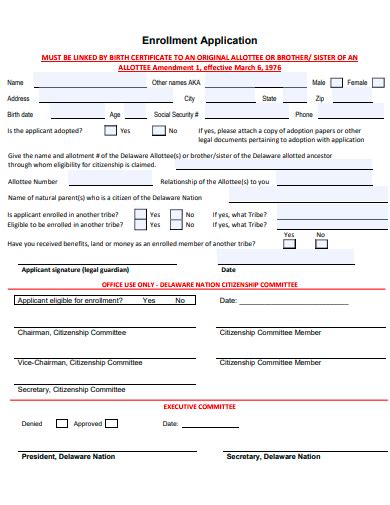 Free 50 Enrollment Application Samples In Pdf Ms Word