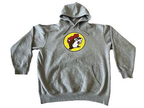 Buc Ees Mens Large Beaver Logo Gray Pullover Hoodi… Gem