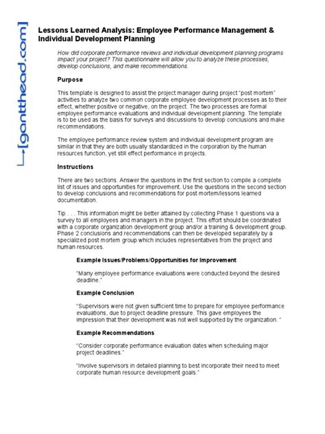 Pdf Lessons Learned Analysis Employee Performance Management And Individual Development Planning