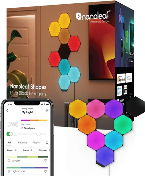 Nanoleaf Shapes Ultra Black Hexagon Starter Kit 9 Smart Light Panels