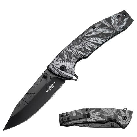 Cannabis Leaf Spring Assist Knife Gray Bw 0571gy
