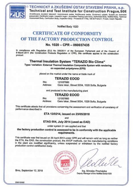 European Technical Approval Eta Terazid