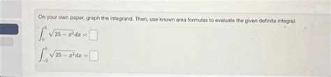 Solved On Your Own Paper Graph The Integrand Then Use Chegg Com