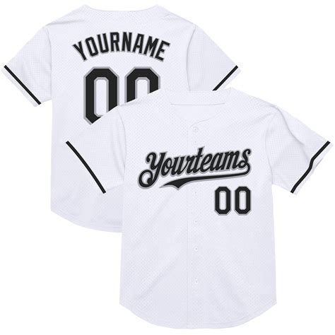 2024 Custom White Black Gray Mesh Authentic Throwback Baseball Jersey