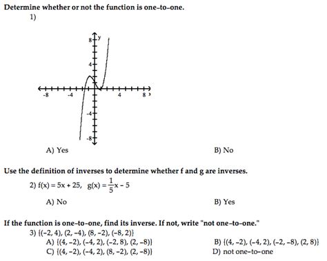 solved determine whether or not the function is one to one