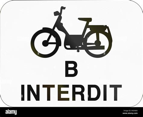 Additional Road Sign Used In Belgium Mopeds Class B Forbidden Stock