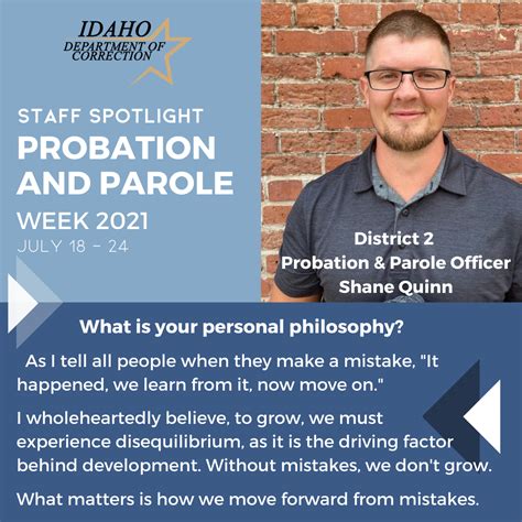 Idaho Probation And Parole Officer Shane Quinn Was Selected By District