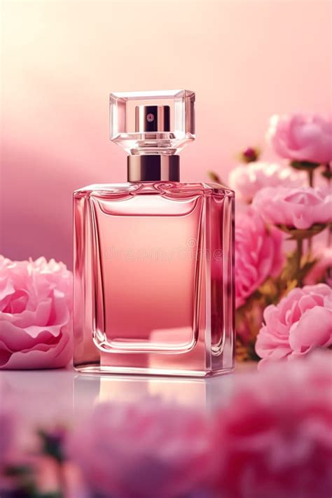 Luxurious Floral Scent Fragrance Bottle And Pink Flowers Perfume