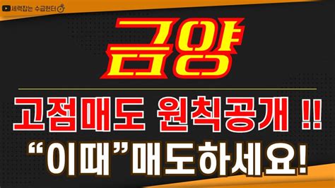 금양 고점매도 원칙공개 이때”매도하세요 Youtube