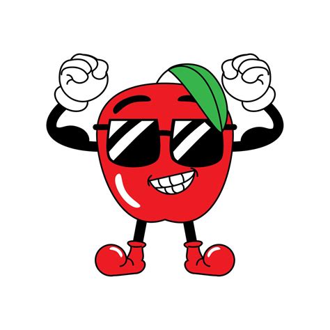 Apple With Sunglasses Cartoon 11408141 Vector Art At Vecteezy