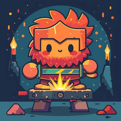 Cute Hephaestus Forging Weapon Cartoon Vector Icon Premium Ai Generated Image