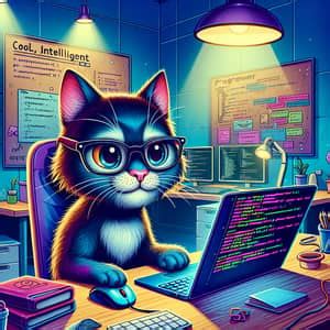 Cute Cat Programmer Feline Coding Genius Ai Art Generator Easy