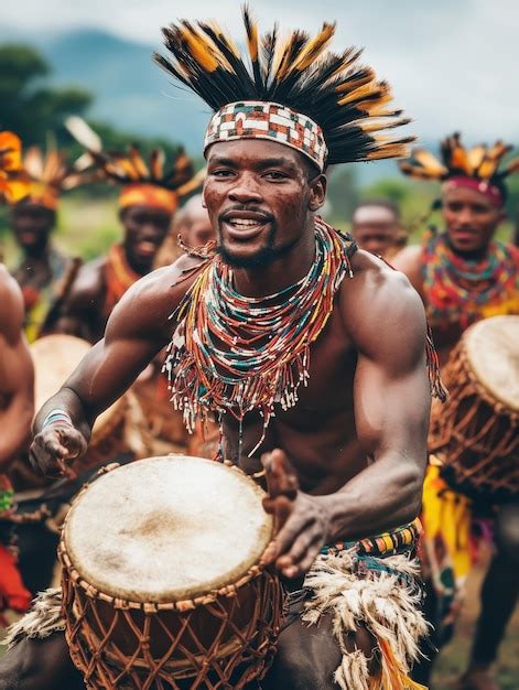 African Tribal Dance During Traditional Harvest Festival With Drums